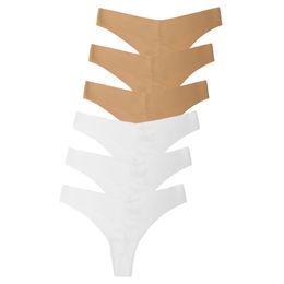 String Nina von C. "6er Pack String Secret Soft & Shape", Damen, Gr. L, caramel, wei&szlig;, Obermaterial: 86% Polyamid PA. 14% Elasthan EL., Unterhosen String