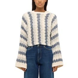 Strickpullover Mustang "Damen Style May", Damen, Gr. L, wei&szlig; (schwarz), 79% Baumwolle, 21% Polyacryl, Rundhals, Pullover Strickpullover