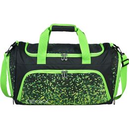 Sporttasche neoxx "Move, Pixel in my mind", Kinder, Gr. B/H/T: 43cm x 26cm x 24cm, schwarz (pixel my mind), Polyester, Taschen Sporttasche, teilweise aus recyceltem Material