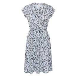Midikleid Kaffe "Kleid KAbella", Damen, Gr. L, N-Gr, blau (blau fog with coffee bean flower), Obermaterial: 95% Viskose CV. 5% Elasthan EL., Kleider Midikleid
