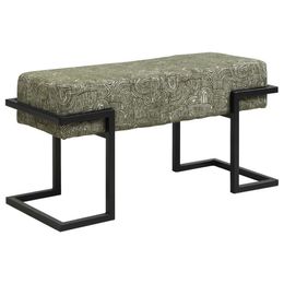 Novel Sitzbank, Gr&uuml;n, Schwarz, Metall, Textil, Ornament, 1-Sitzer, 80x42x33 cm, Esszimmer, B&auml;nke, Sitzb&auml;nke