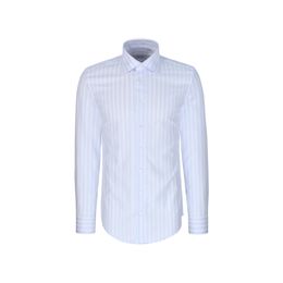 Businesshemd Seidensticker "Schwarze Rose", Herren, Gr. S (37), normale &Auml;rmell&auml;ngen, blau, 100% Baumwolle, gestreift, slim fit, 2-Knopf-Manschette, Hemden, Slim 1/1 Kentkragen Gestreift