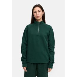 Sweatshirt DAILY COTTON "Daily Cotton Sweatshirt OVERSIZE HALF-ZIP", M&auml;dchen, Gr. L, gr&uuml;n (gr&uuml;n washed), Obermaterial: 100% Baumwolle CO., Sweatshirts Sweatshirt