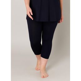 Caprileggings Base Level Curvy "Audrey", Damen, Gr. 46, N-Gr, blau (navy dunkelblau), Jersey, Obermaterial: 94% Viskose, 6% Elasthan, unifarben, Basic, figurbetont kniebedeckend, Hosen