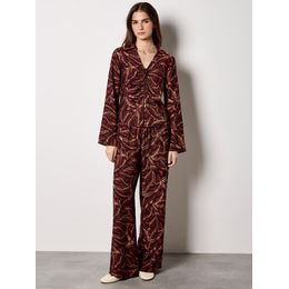 Wirkhose Apricot "Hose", Damen, Gr. XS (34), N-Gr, braun (burgandy), gewebt, Obermaterial: 90% Viskose CV. 10% Nylon NY., gemustert, Hosen, mit abstraktem Print