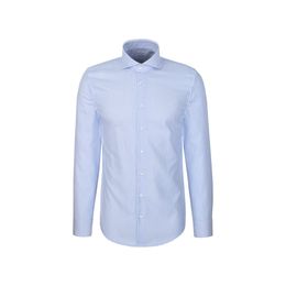 Businesshemd Seidensticker "Schwarze Rose", Herren, Gr. S (38), normale &Auml;rmell&auml;ngen, mittelblau, 100% Baumwolle, gestreift, tailored fit, 2-Knopf-Manschette, Hemden, Shaped 1/1 Haifischkragen Gestreift