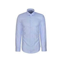 Businesshemd Seidensticker "Schwarze Rose", Herren, Gr. XS (36), normale &Auml;rmell&auml;ngen, blau, 100% Baumwolle, Strukturmuster, skinny fit, 2-Knopf-Manschette, Hemden, X-Slim 1/1 Kentkragen Struktur