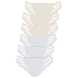 String Nina von C. "6er Pack String Silver Edition", Damen, Gr. 36, beige (champagner, wei&szlig;), Obermaterial: 86% Polyamid PA. 14% Elasthan EL., Unterhosen String