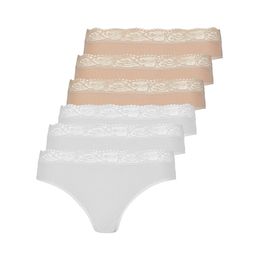 Jazz-Pants Slips Nina von C. "6er Pack Jazzpant Slipboutique", Damen, Gr. 38, nude, wei&szlig;, Obermaterial: 93% Baumwolle CO. 7% Elasthan EL., Unterhosen