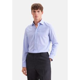 Businesshemd Seidensticker "Schwarze Rose", Herren, Gr. S (38), normale &Auml;rmell&auml;ngen, mittelblau, 100% Baumwolle, gestreift, slim fit, 2-Knopf-Manschette, Hemden, Slim 1/1 Kentkragen Gestreift