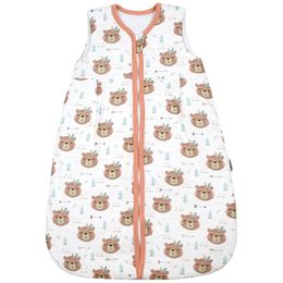Babyschlafsack TUPTAM "Kugelschlafsack Baby Ganzjahres Schlafsack ohne &Auml;rmel wattiert" Gr. 56, b&auml;rchen mit federschmuck braun petrol lachs, Schlafs&auml;cke, Baby, L: 62cm, Obermaterial: 100% Baumwolle CO., L:62cm