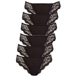 String Nina von C. "6er Pack String Silver Edition", Damen, Gr. 36, schwarz, Obermaterial: 86% Polyamid PA. 14% Elasthan EL., Unterhosen String