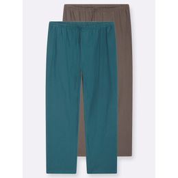 sheego Gro&szlig;e Gr&ouml;&szlig;en Freizeithose mit Rundum-Dehnbund, petrol + taupe, Gr&ouml;&szlig;e 48 - Damen