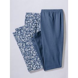 sheego Gro&szlig;e Gr&ouml;&szlig;en Leggings in Stretch-Qualit&auml;t, marine + marine-bedruckt, Gr&ouml;&szlig;e 56 - Damen