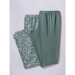 sheego Gro&szlig;e Gr&ouml;&szlig;en Leggings in Stretch-Qualit&auml;t, khaki + khaki-bedruckt, Gr&ouml;&szlig;e 52 - Damen