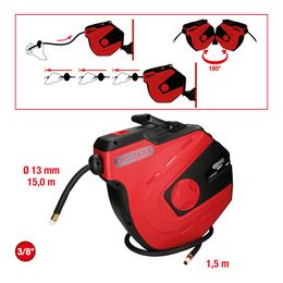 KS Tools Automatischer Druckluftschlauch-Aufroller, Durchmesser 13mm x 15m (515.3445)