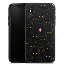 DeinDesign iPhone X Handy Silikon H&uuml;lle Case schwarz Handyh&uuml;lle Muster Eye Cat