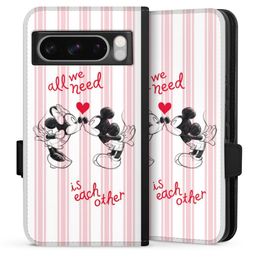 DeinDesign Google Pixel 8 Pro Handy Klapph&uuml;lle Handyh&uuml;lle aus Kunst Leder schwarz Flip Case Love Disney Sideflip mit Lasche
