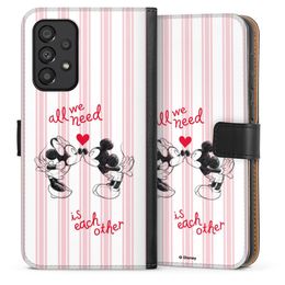 DeinDesign Galaxy A33 5G Handy Klapph&uuml;lle Handyh&uuml;lle aus Kunst Leder schwarz Flip Case Disney Love Sideflip mit langer Lasche