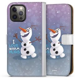 DeinDesign iPhone 12 Pro Max Handy Klapph&uuml;lle Handyh&uuml;lle aus Kunst Leder wei&szlig; Flip Case Frozen Olaf Official Licensed Product Frozen Sideflip mit Lasche