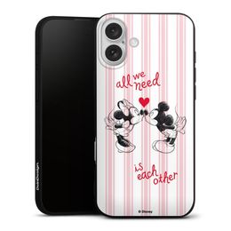 DeinDesign iPhone 16 Plus Handy Premium Silikon H&uuml;lle Handyh&uuml;lle schwarz Case Love Disney Silikon Premium Case