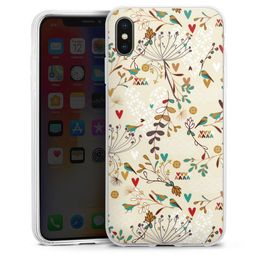 DeinDesign iPhone Xs Max Handy Silikon H&uuml;lle Case transparent Handyh&uuml;lle Flowers Bird Retro Silikon Case