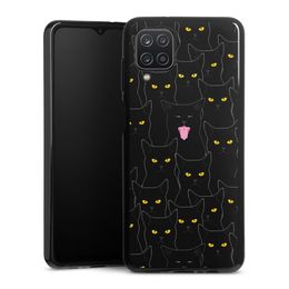 DeinDesign Galaxy A12 Handy Silikon H&uuml;lle Case schwarz Handyh&uuml;lle Muster Eye Cat