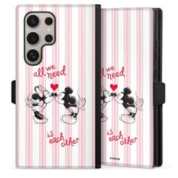 DeinDesign Galaxy S24 Ultra Handy Klapph&uuml;lle Handyh&uuml;lle aus Kunst Leder schwarz Flip Case Love Disney Sideflip mit Lasche