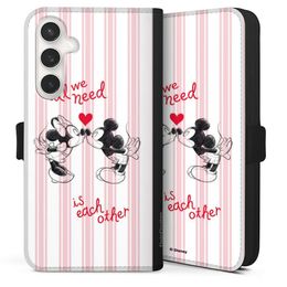 DeinDesign Galaxy S24 FE 5G Handy Klapph&uuml;lle Handyh&uuml;lle aus Kunst Leder schwarz Flip Case Love Disney Sideflip mit Lasche