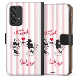 DeinDesign Galaxy A53 5G Handy Klapph&uuml;lle Handyh&uuml;lle aus Kunst Leder schwarz Flip Case Disney Love Sideflip mit langer Lasche