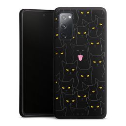 DeinDesign Galaxy S20 FE Handy Premium Silikon H&uuml;lle Handyh&uuml;lle schwarz Case Cat Muster Eye Silikon Premium Case