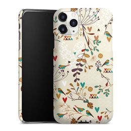 DeinDesign iPhone 11 Pro Max Handy Premium Case Smartphone Handyh&uuml;lle Schutzh&uuml;lle gl&auml;nzend Bird Retro Flowers Premium Case