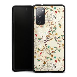 DeinDesign Galaxy S20 FE Handy Silikon H&uuml;lle Case schwarz Handyh&uuml;lle Bird Retro Flowers