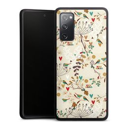 DeinDesign Galaxy S20 FE 5G Handy Premium Silikon H&uuml;lle Handyh&uuml;lle schwarz Case Bird Retro Flowers Silikon Premium Case