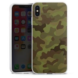 DeinDesign iPhone Xs Max Handy Silikon H&uuml;lle Case transparent Handyh&uuml;lle Camouflage Tarnmuster Army Silikon Case