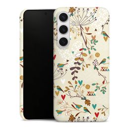 DeinDesign Galaxy S24+ Handy Premium Case Smartphone Handyh&uuml;lle Schutzh&uuml;lle gl&auml;nzend Flowers Bird Retro Premium Case
