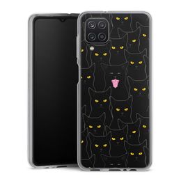 DeinDesign Galaxy A12 Handy Silikon H&uuml;lle Case transparent Handyh&uuml;lle Muster Eye Cat Silikon Case