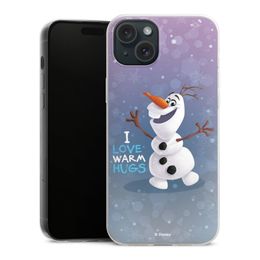 DeinDesign iPhone 15 Plus Handy Slim Case Silikon Handyh&uuml;lle transparent H&uuml;lle extra d&uuml;nn Frozen Olaf Official Licensed Product Frozen Silikon Slim Case