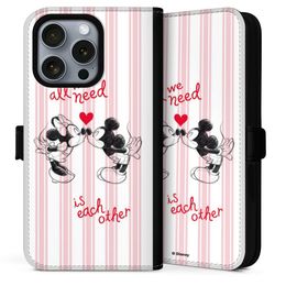 DeinDesign iPhone 16 Pro Max Handy Klapph&uuml;lle Handyh&uuml;lle aus Kunst Leder schwarz Flip Case Love Disney Sideflip mit Lasche