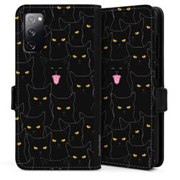 DeinDesign Galaxy S20 Handy Klapph&uuml;lle Handyh&uuml;lle aus Kunst Leder schwarz Flip Case Muster Eye Cat Sideflip mit Lasche