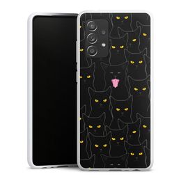 DeinDesign Galaxy A52s 5G Handy Silikon H&uuml;lle Case wei&szlig; Handyh&uuml;lle Muster Eye Cat Silikon Case