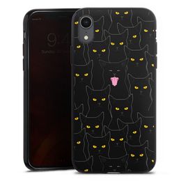 DeinDesign iPhone Xr Handy Silikon H&uuml;lle Case schwarz Handyh&uuml;lle Muster Eye Cat