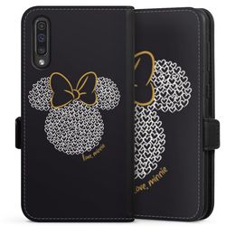 DeinDesign Galaxy A50 Handy Klapph&uuml;lle Handyh&uuml;lle aus Kunst Leder schwarz Flip Case Minnie Mouse Muster Disney Sideflip mit Lasche