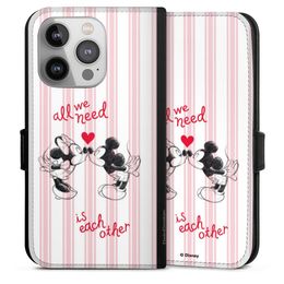 DeinDesign iPhone 14 Pro Handy Klapph&uuml;lle Handyh&uuml;lle aus Kunst Leder schwarz Flip Case Love Disney Sideflip mit langer Lasche