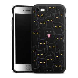 DeinDesign iPhone SE (2020) Handy Premium Silikon H&uuml;lle Handyh&uuml;lle schwarz Case Muster Eye Cat Silikon Premium Case