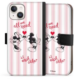 DeinDesign iPhone 14 Handy Klapph&uuml;lle Handyh&uuml;lle aus Kunst Leder schwarz Flip Case Love Disney Sideflip mit Lasche