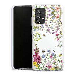 DeinDesign Galaxy A52s 5G Handy Silikon H&uuml;lle Case wei&szlig; Handyh&uuml;lle Meadow Nature Flowers Silikon Case