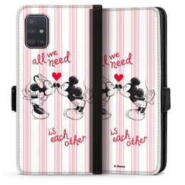 DeinDesign Galaxy A51 Handy Klapph&uuml;lle Handyh&uuml;lle aus Kunst Leder schwarz Flip Case Love Disney Sideflip mit Lasche