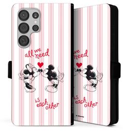 DeinDesign Galaxy S25 Ultra Handy Klapph&uuml;lle Handyh&uuml;lle aus Kunst Leder schwarz Flip Case Love Disney Sideflip mit Lasche