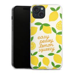 DeinDesign iPhone 15 Plus Handy Slim Case Silikon Handyh&uuml;lle transparent H&uuml;lle extra d&uuml;nn Spruch Statement Lemon Silikon Slim Case